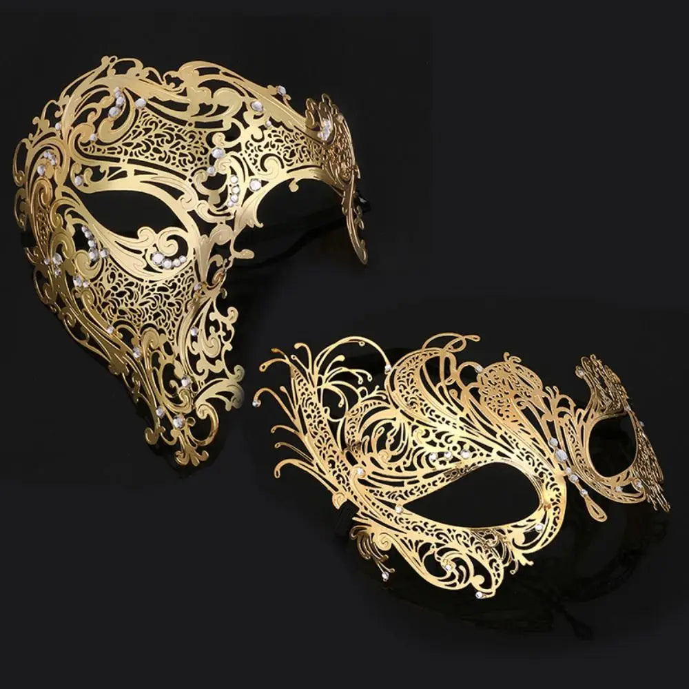 Black Gold Skull Metal Mask – Venetian Masquerade Party Essential ...